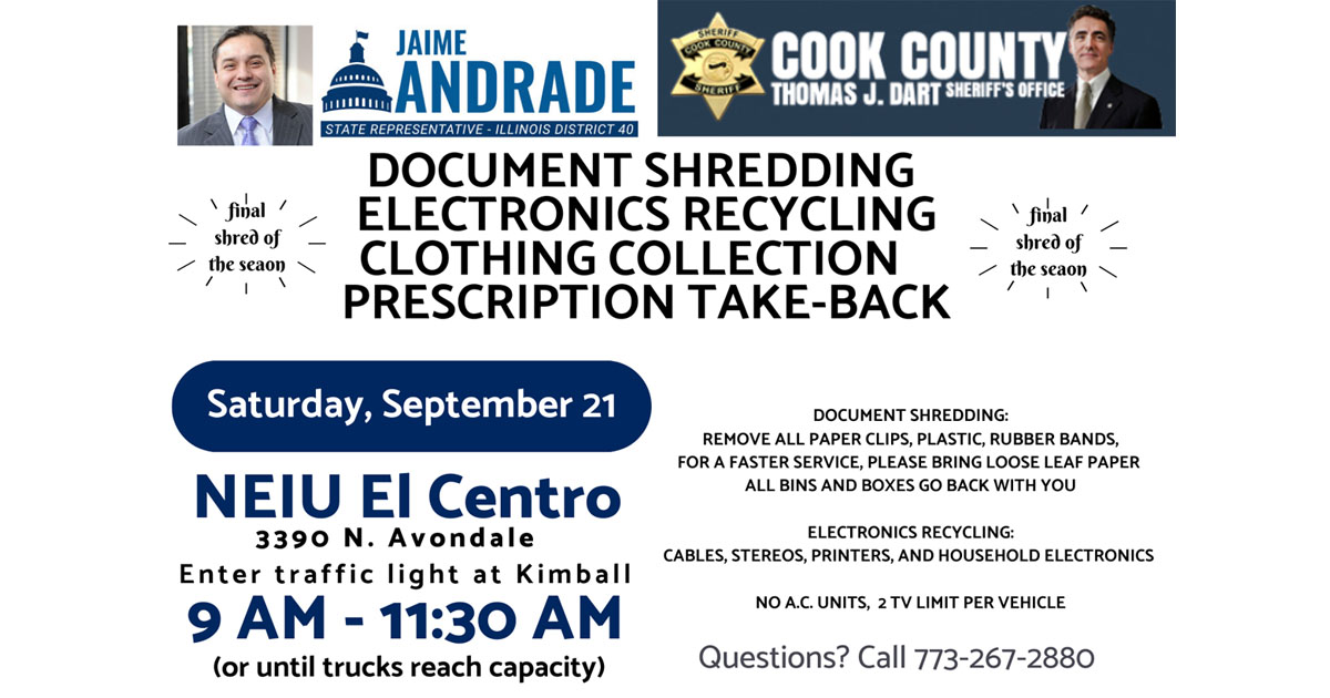 Shred and Prescription Take Back Event on 9/21 - Jaime Andrade Jr State ...